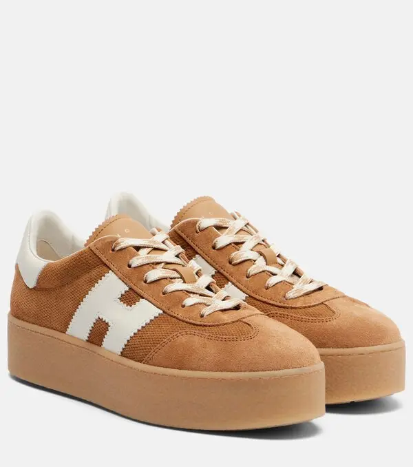 Hogan H698 Suede Platform Sneakers - Brown