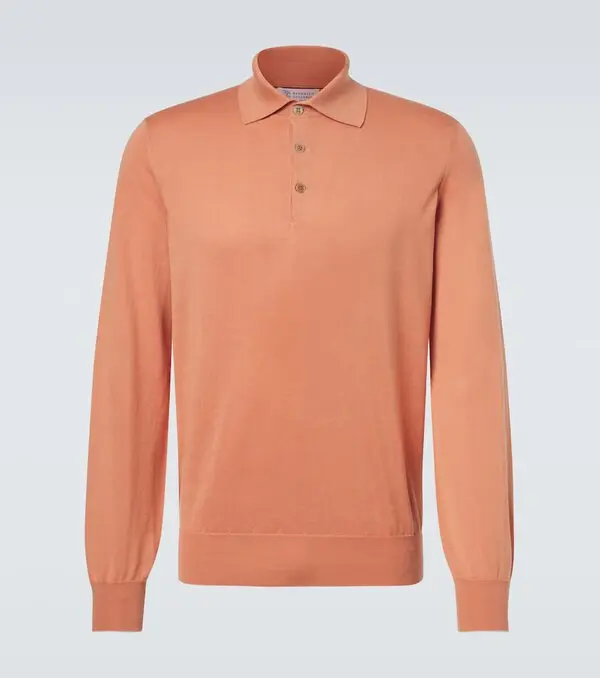 Brunello Cucinelli Cotton Polo Sweater - Orange