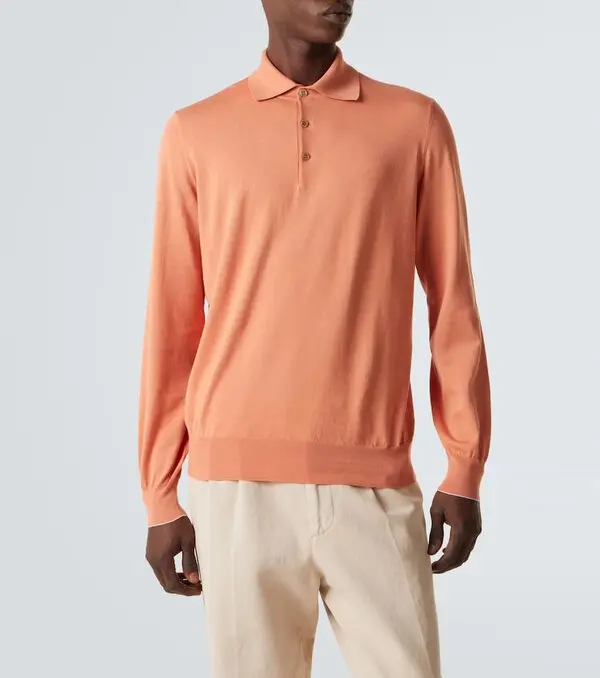 Brunello Cucinelli Cotton Polo Sweater - Orange