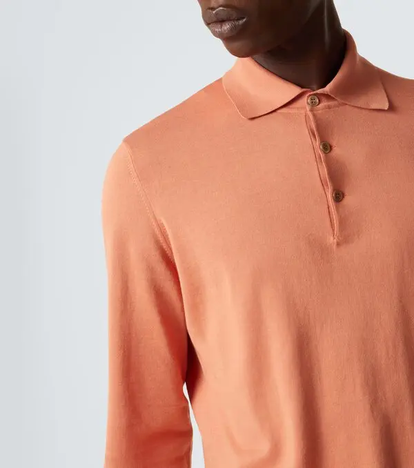 Brunello Cucinelli Cotton Polo Sweater - Orange