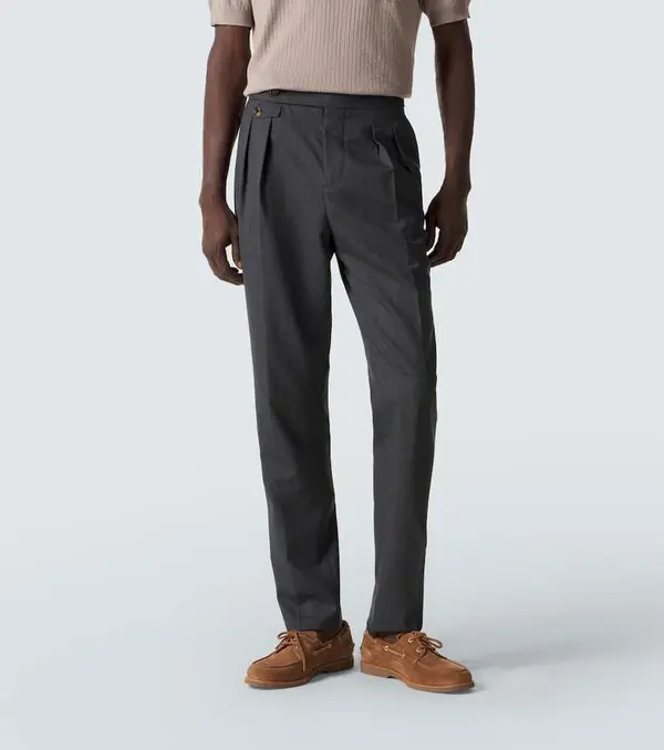 Brunello Cucinelli Virgin Wool Straight Pants - Grey