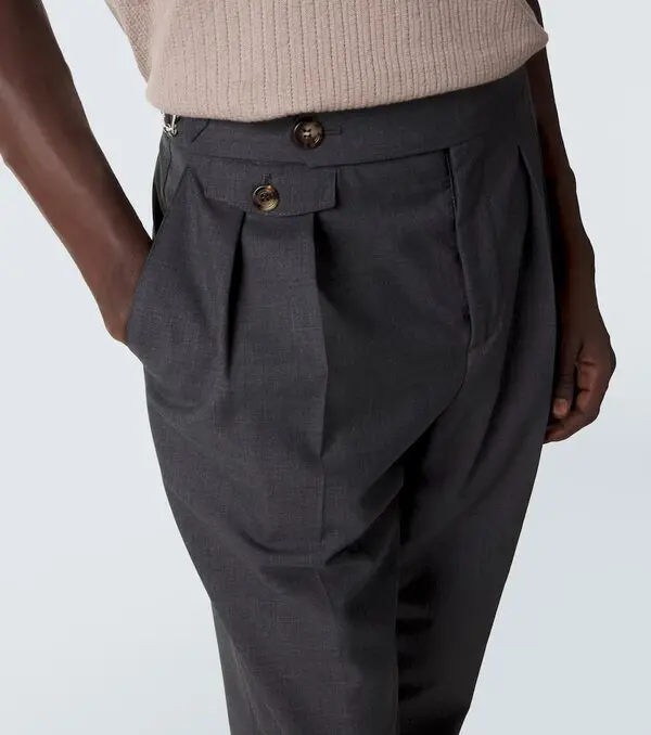 Brunello Cucinelli Virgin Wool Straight Pants - Grey