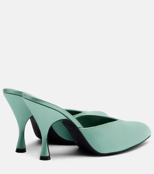 HERBERT LEVINE Satin Pointed Toe Mules - Green