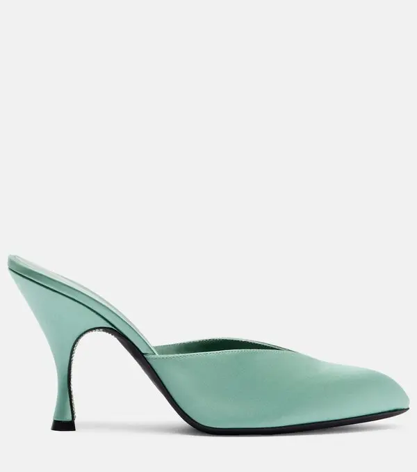 HERBERT LEVINE Satin Pointed Toe Mules - Green