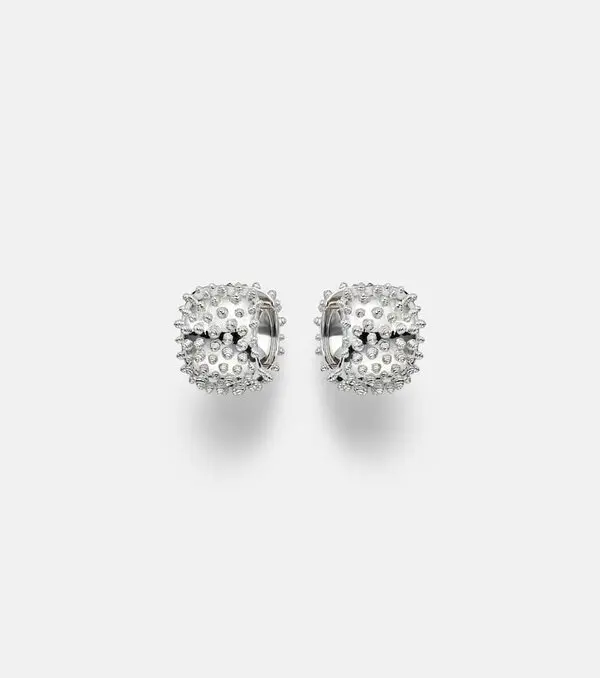 Yvonne Léon Picots 9kt White Gold Hoop Earrings - Silver