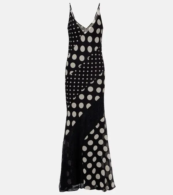 Nina Ricci Polka-dot Silk Maxi Dress