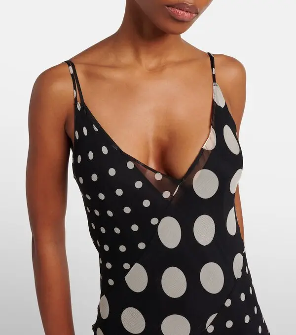 Nina Ricci Polka-dot Silk Maxi Dress