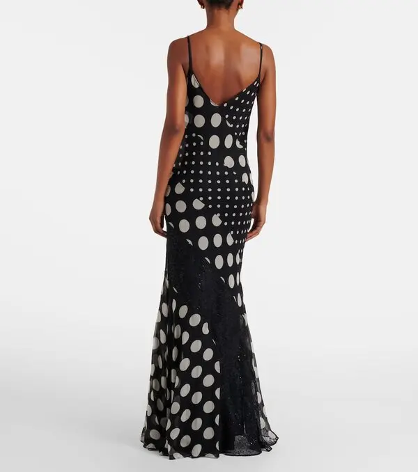Nina Ricci Polka-dot Silk Maxi Dress
