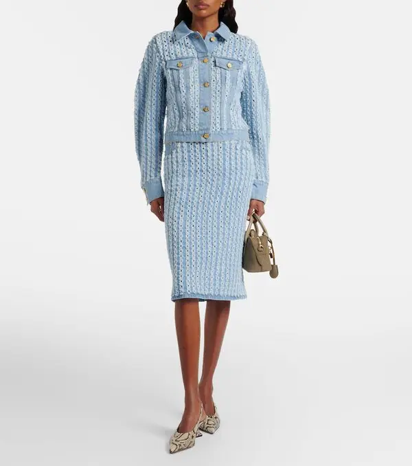 Nina Ricci Striped Denim Trucker Jacket