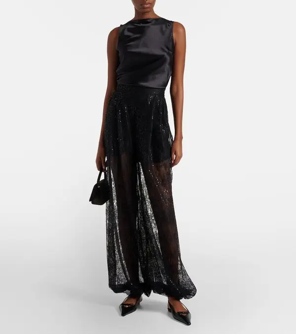 Nina Ricci Sequined Lace Balloon Trousers