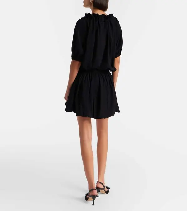 PATOU Tie-neck Cotton Faille Mini Dress