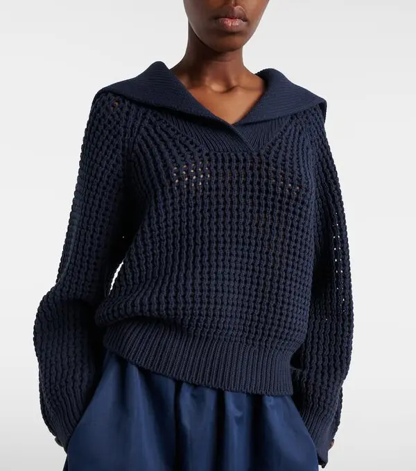 Brunello Cucinelli Cotton-blend Polo Sweater - Blue