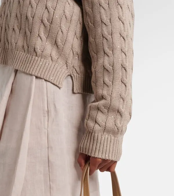 Brunello Cucinelli Cable-knit Cotton-blend Polo Sweater