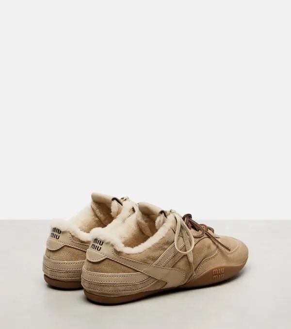 Miu Miu Shearling-lined Suede Sneakers