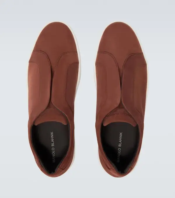 Manolo Blahnik Suede Slip-on Sneakers