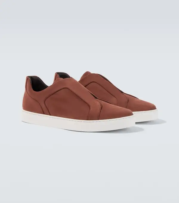 Manolo Blahnik Suede Slip-on Sneakers