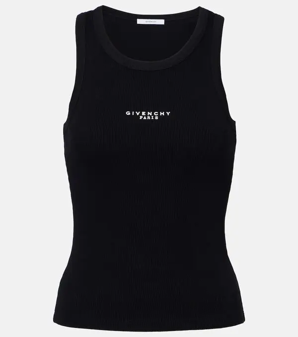 Givenchy Paris Logo Cotton Tank Top - Black