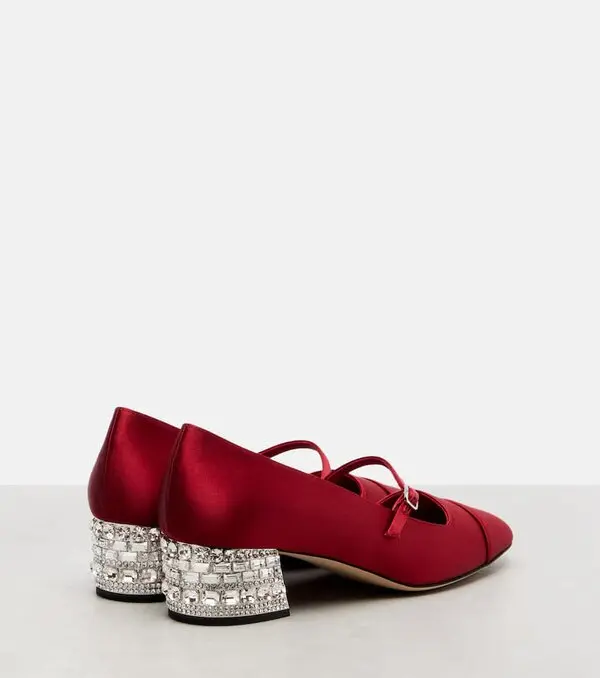JIMMY CHOO Elisa 45 Embellished Satin Mary Jane Pumps