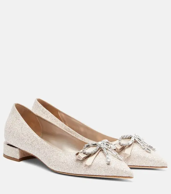 JIMMY CHOO Auria Embellished Ballet Flats - Beige