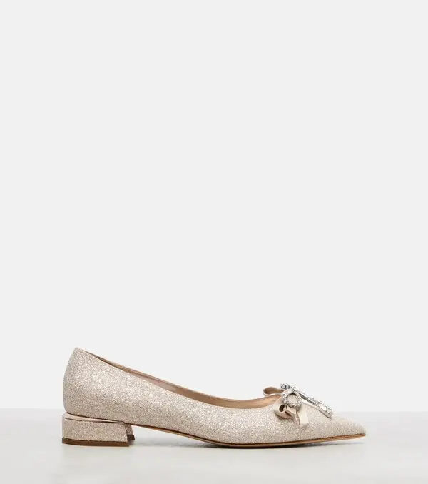 JIMMY CHOO Auria Embellished Ballet Flats - Beige