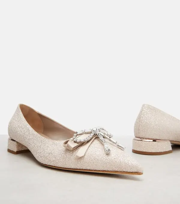 JIMMY CHOO Auria Embellished Ballet Flats - Beige