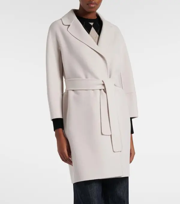 Max Mara Arona Virgin Wool Wrap Coat - Beige