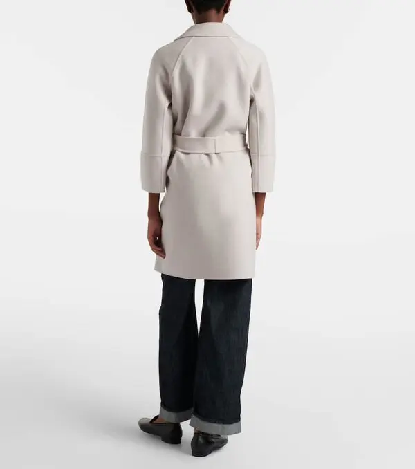 Max Mara Arona Virgin Wool Wrap Coat - Beige