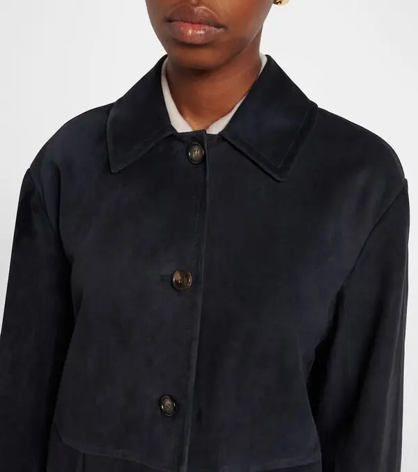Max Mara Charme Suede Jacket - Blue