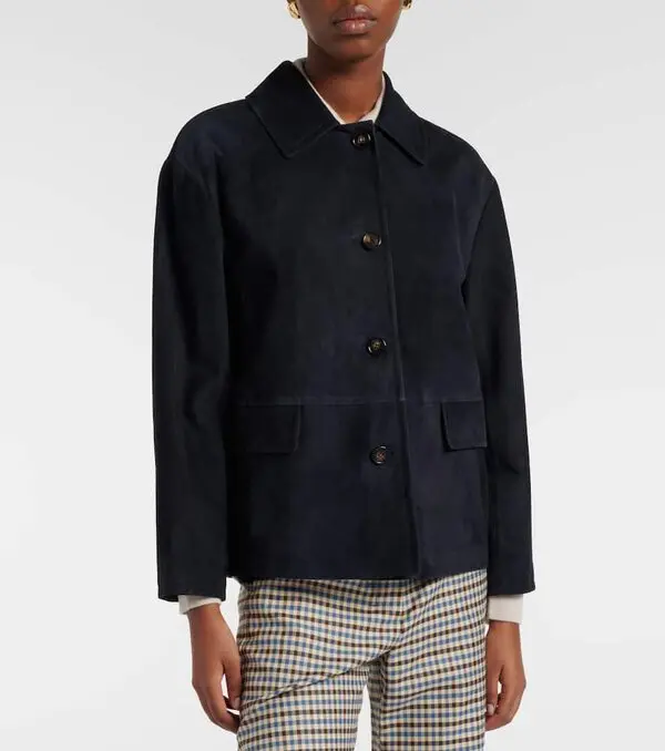 Max Mara Charme Suede Jacket - Blue