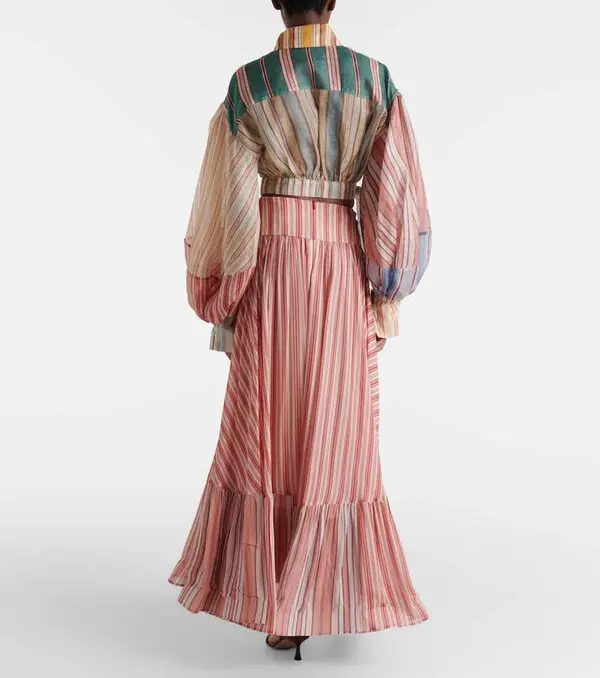 Zimmermann Rebellion Striped Midi Skirt