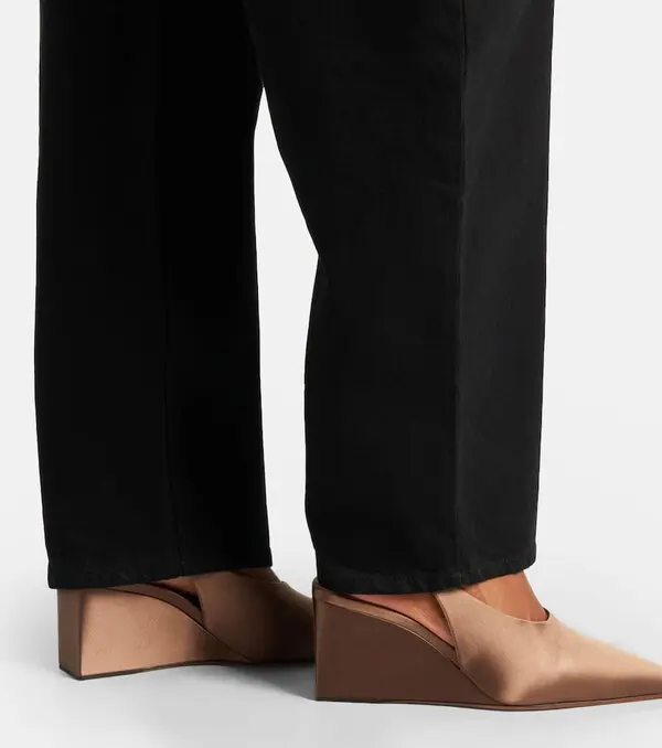 Alaïa Cube 75 Satin Slingback Wedges - Brown