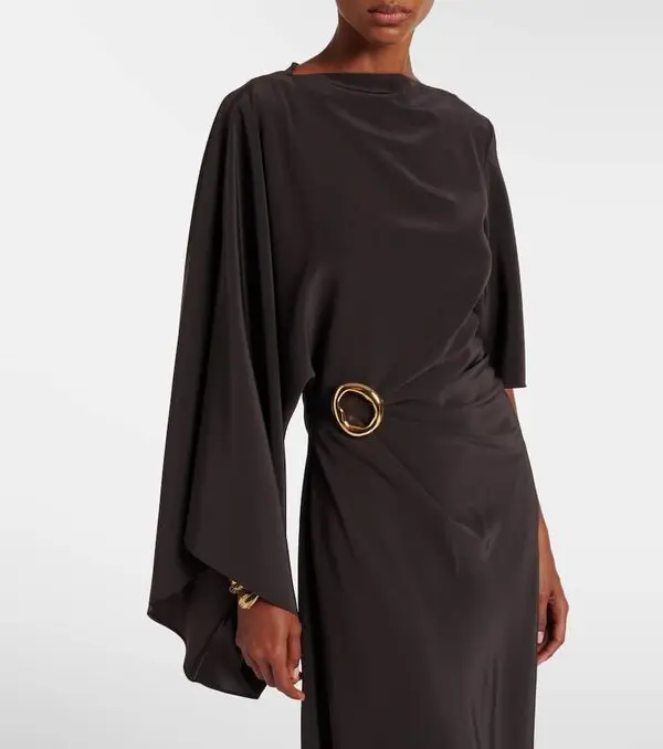 JOSEPH Joya Satin Twill Midi Dress - Brown