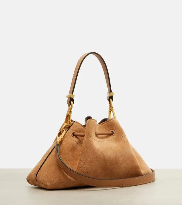 JIMMY CHOO Cinch Small Suede Tote - Beige