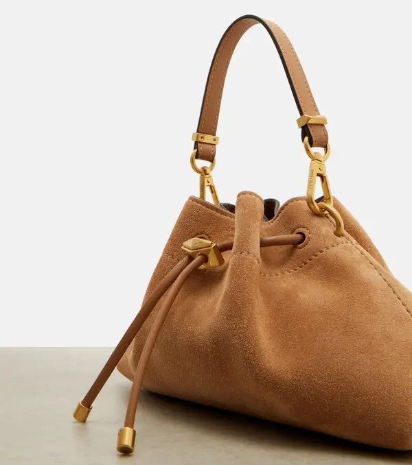 JIMMY CHOO Cinch Small Suede Tote - Beige