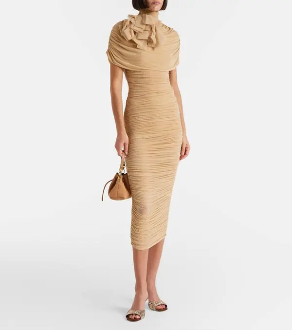 JIMMY CHOO Cinch Small Suede Tote - Beige