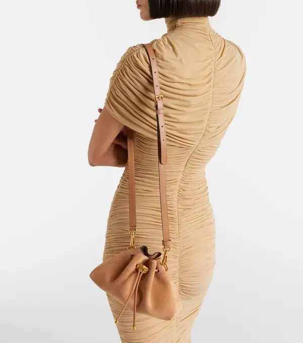 JIMMY CHOO Cinch Small Suede Tote - Beige