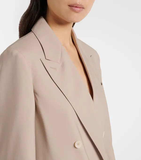 Max Mara Wool, Mohair, And Silk Double-breasted Blazer - Beige