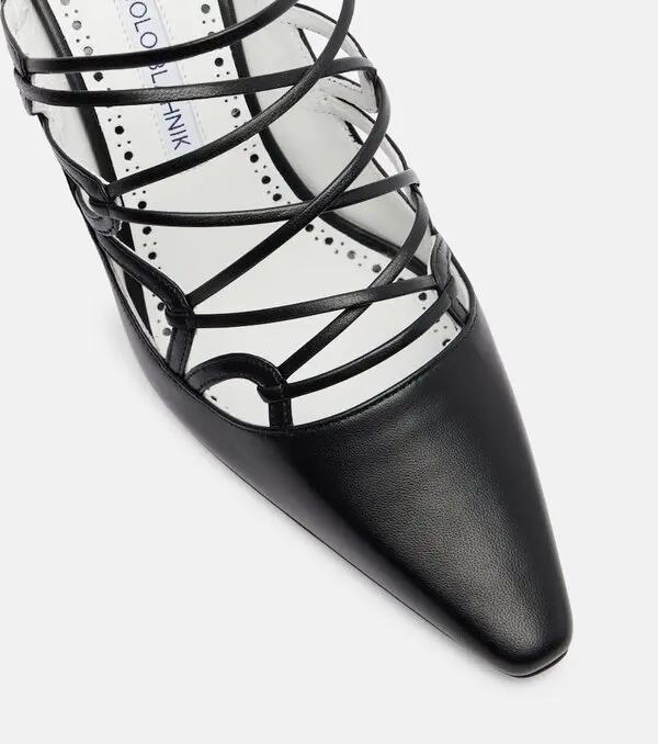Manolo Blahnik Netas 90 Leather Mules
