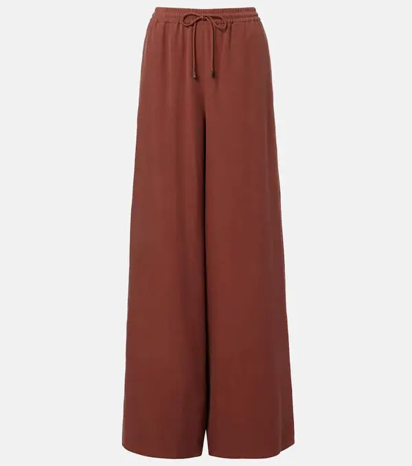 Max Mara Wide-leg Silk Trousers - Brown