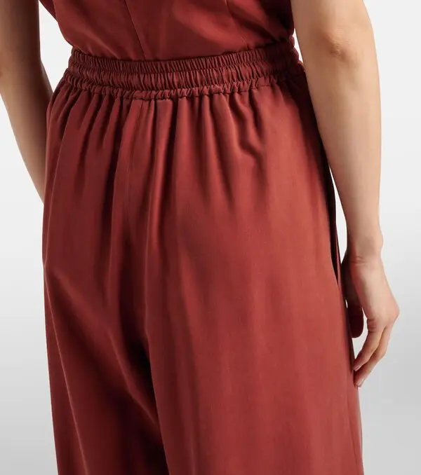 Max Mara Wide-leg Silk Trousers - Brown