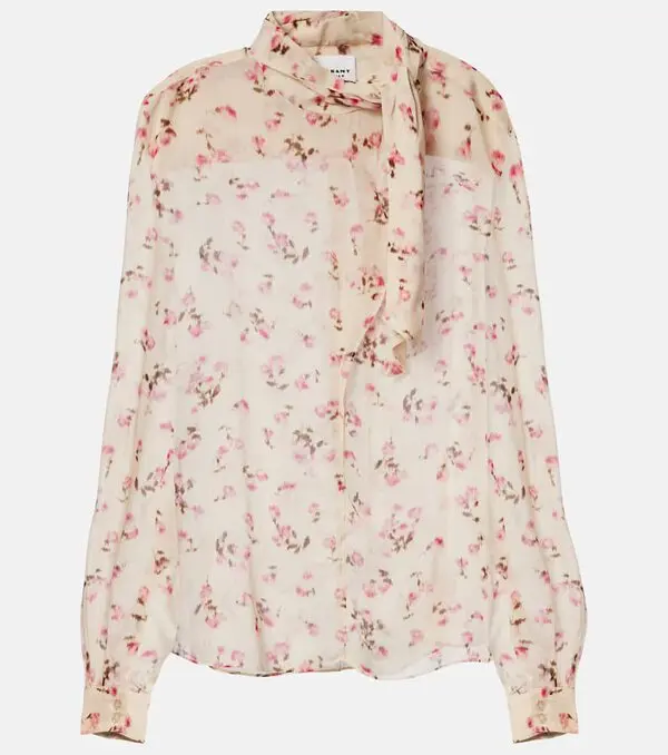 MARANT ETOILE Floral Print Self-tie Neck Blouse