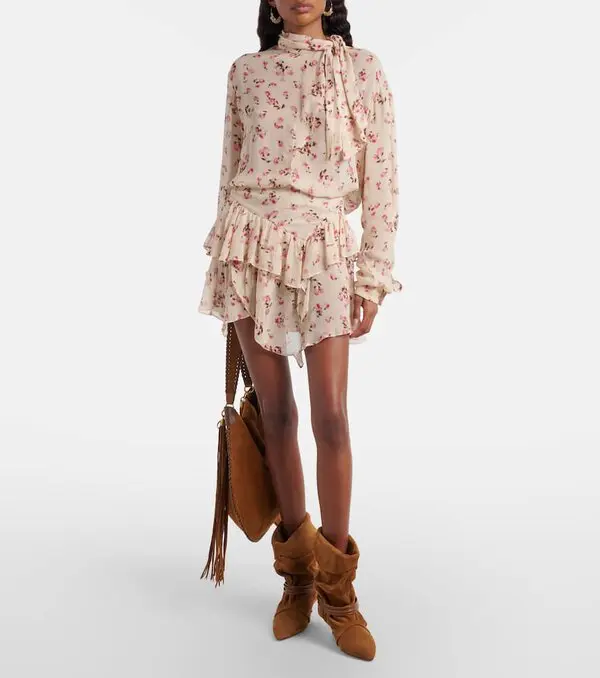 MARANT ETOILE Floral Print Self-tie Neck Blouse