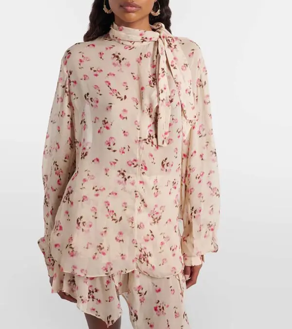 MARANT ETOILE Floral Print Self-tie Neck Blouse