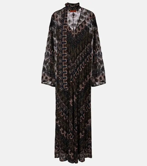 Missoni Chevron Lame Maxi Dress - Brown