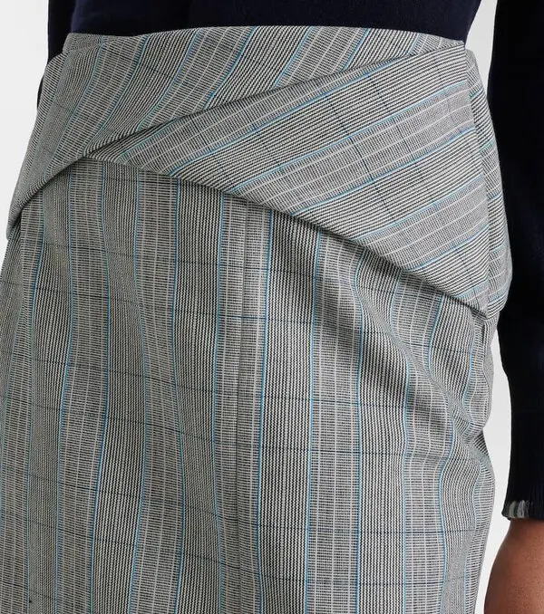 Victoria Beckham Checked Virgin Wool Midi Skirt