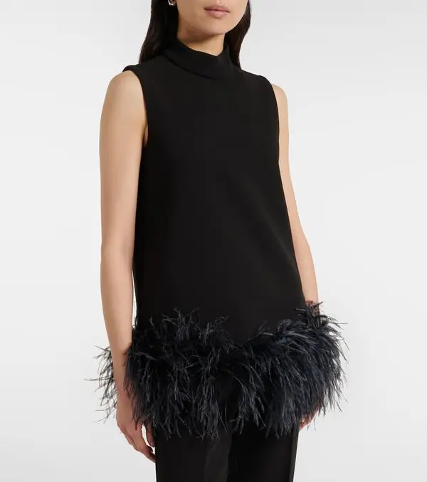 Max Mara Feather-trimmed Top