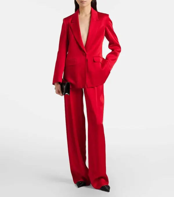 Max Mara Satin Crepe Blazer - Red
