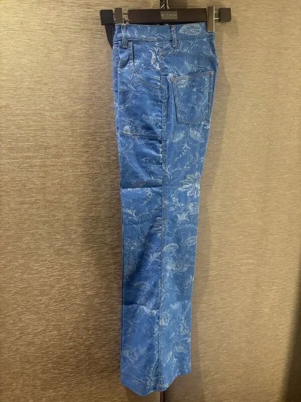 Etro Printed Denim Pants - Blue