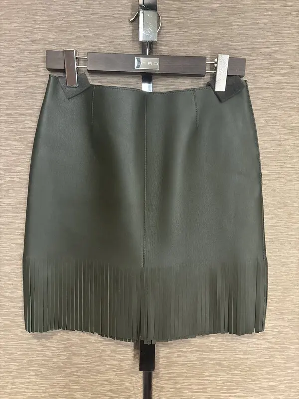 Etro Leather Fringe Skirt