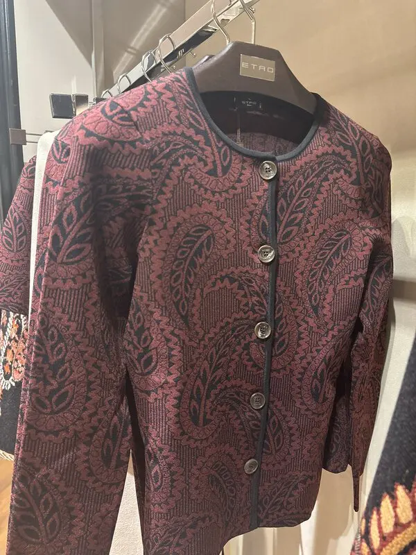 Etro Red Knit Paisley Jacket Cardigan - Burgundy